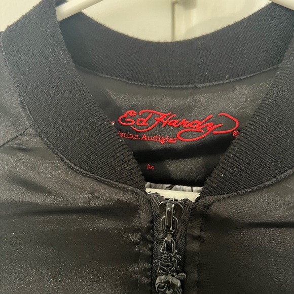 Ed Hardy | Jackets & Coats | Vintage Ed Hardy Satin Embroidered Bomber ...